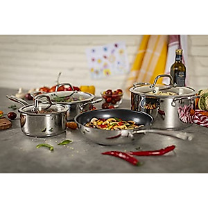 KUHN RIKON Allround Oven-Safe Induction Non-Stick Wok, 24 cm, Stainless Steel, Silver