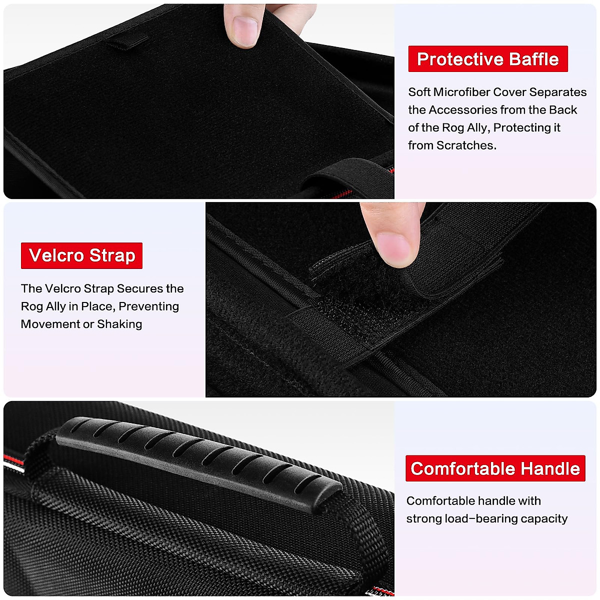 ivoler Carrying Case for Asus Rog Alloy 7''2023/Asus Rog Ally X 2024, Portable Hard Shell Pouch Travel Bag Built-in Gaming Charger Dock Storage, Holds 7 MicroSD and 2 Credit Sized Cards -Black