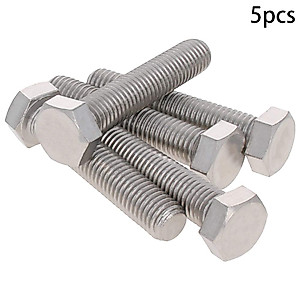 Bettomshin 5Pcs M12 x 60mm Hex Bolts, 304 Stainless Steel 1.75mm Thread Pitch Fully Threaded Metric Hex Head Screw Bolts, Hexagon Screw Bolt, Hex Tap Bolts, Silver (Overall Size 67.68x19x19mm)