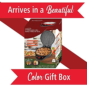 Brentwood TS-124R 12-Inch Non-Stick Pizza Maker and Grill with Timer, Red