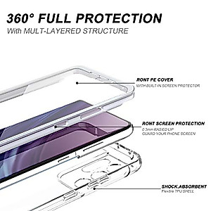 SURITCH Clear Case for Samsung Galaxy S21 Ultra 5G,[Built in Screen Protector][Camera Lens Protection] Full Body Protective Shockproof Bumper Rugged Cover for Galaxy S21 Ultra 6.8 Inch (Clear)