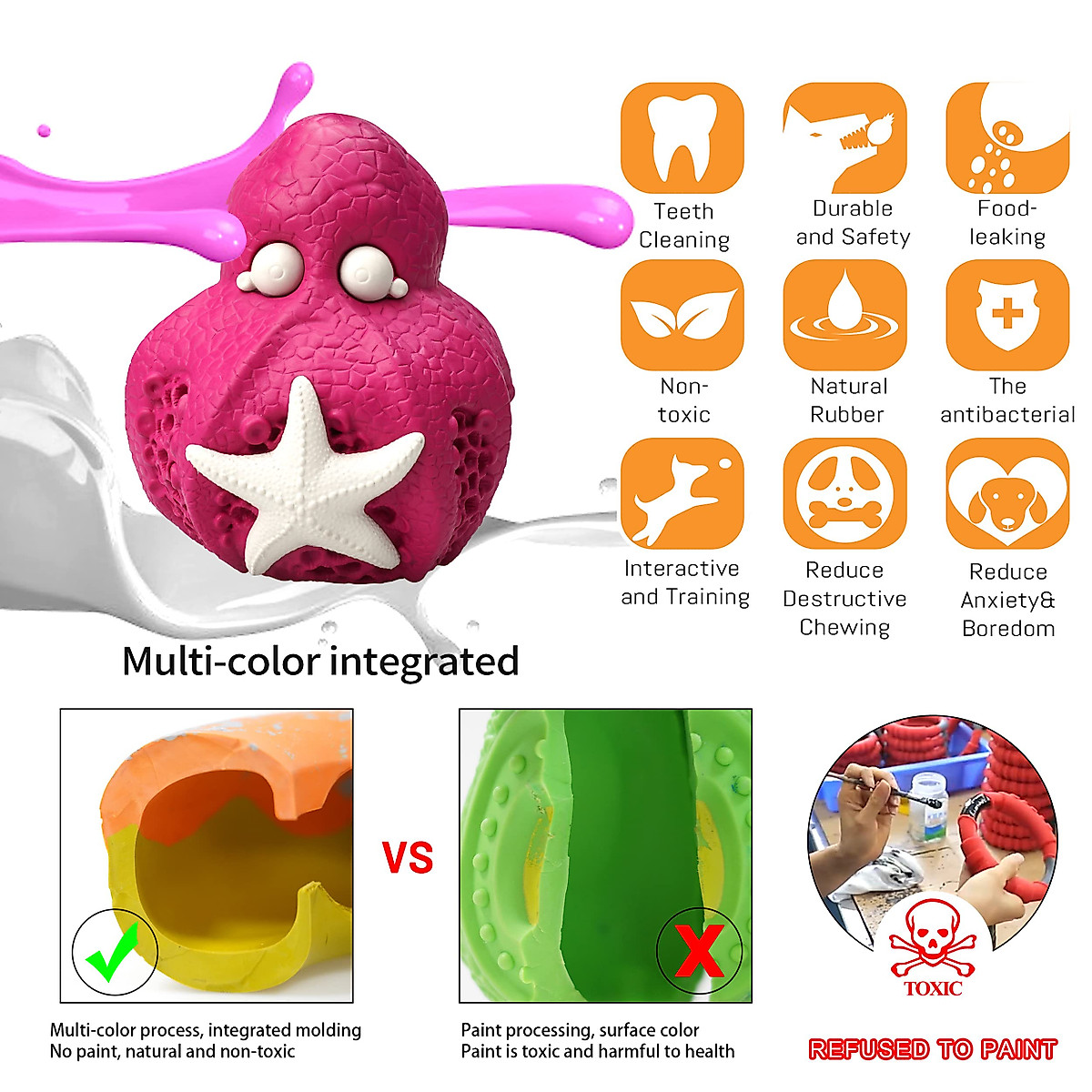 ROYAL PETS USA Indestructible, Durable & Tough Octopus Dog Chew Toy for Aggressive Chewers. Slow Treat Dispensing Interactive Toys for Small, Medium & Large Breed with 100% Natural Rubber & Flavor.