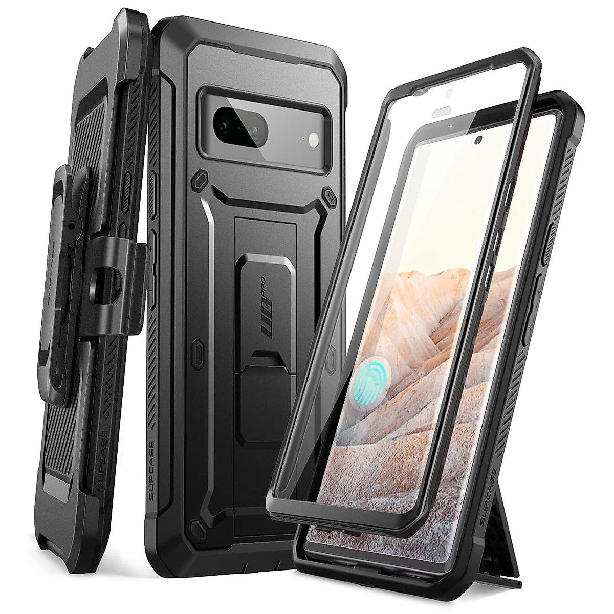 SUPCASE Unicorn Beetle Pro Series Case for Google Pixel 7 (2022 Release), Full-Body Rugged Belt-Clip & Kickstand Case with Built-in Screen Protector (Black)