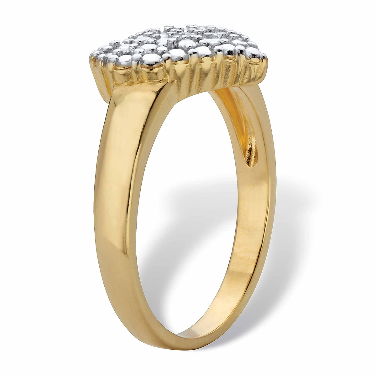 PalmBeach Yellow Gold-plated Genuine Diamond Accent Heart Cluster Ring Sizes 6-10 Size 8