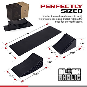 EZ RV Leveler - Curved Leveling Ramp with Chocks and Rubber Mat - RV Trailer Camper Leveling Blocks - 2 Pack for Tandem Axle Campers