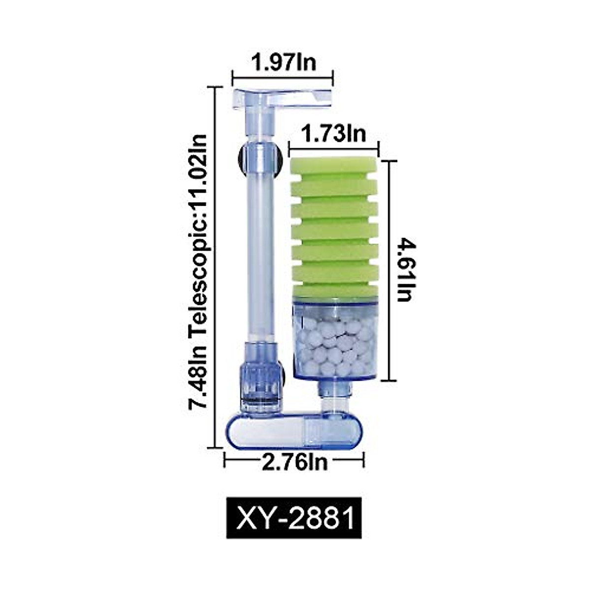 UPETTOOLS Aquarium Biochemical Sponge Filter Ultra Quiet Aquarium Air Pump Bio Sponge Fish Tank Foam Filter Comes with 4/2 Spare Sponges 4/2 Bag of Bio Ceramic Media Balls