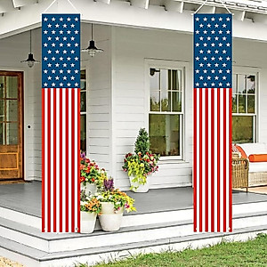 Patriotic Decorations - 4th of July Decorations Outdoor Hanging American Flag Banners Porch Sign for Veterans Memorial Labor Presidents Flag Election Day