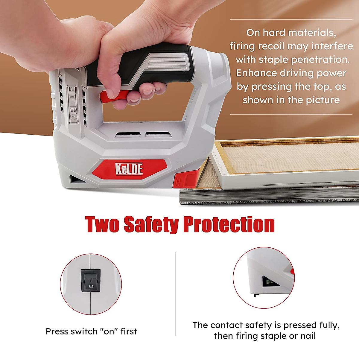 KeLDE 2 in 1 Cordless Staple Gun/Nail Gun Kit, 2000mAh Li-ion Rechargeable Stapler Battery Power Staple Gun for Upholstery, Wood, Furniture DIY with 900pc T50 Staples and 300pc 5/8" Nails