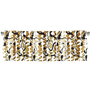 Healbrighting Blackout Texture Spray Paint on White Ink Rod Pocket Short Window Curtain Valance for Kitchen Bedroom Decor, 52" x 18", Gold and Black, 1 Panel