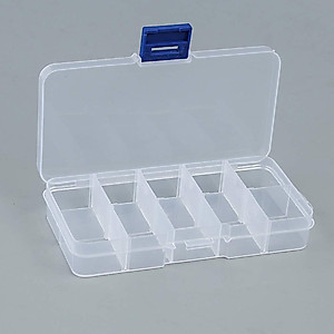 Balsar 10 Grids Plastic Organizer Box Storage Container Jewelry Box with Adjustable Dividers for Beads Art DIY Crafts Jewelry Fishing Tackles,Clear