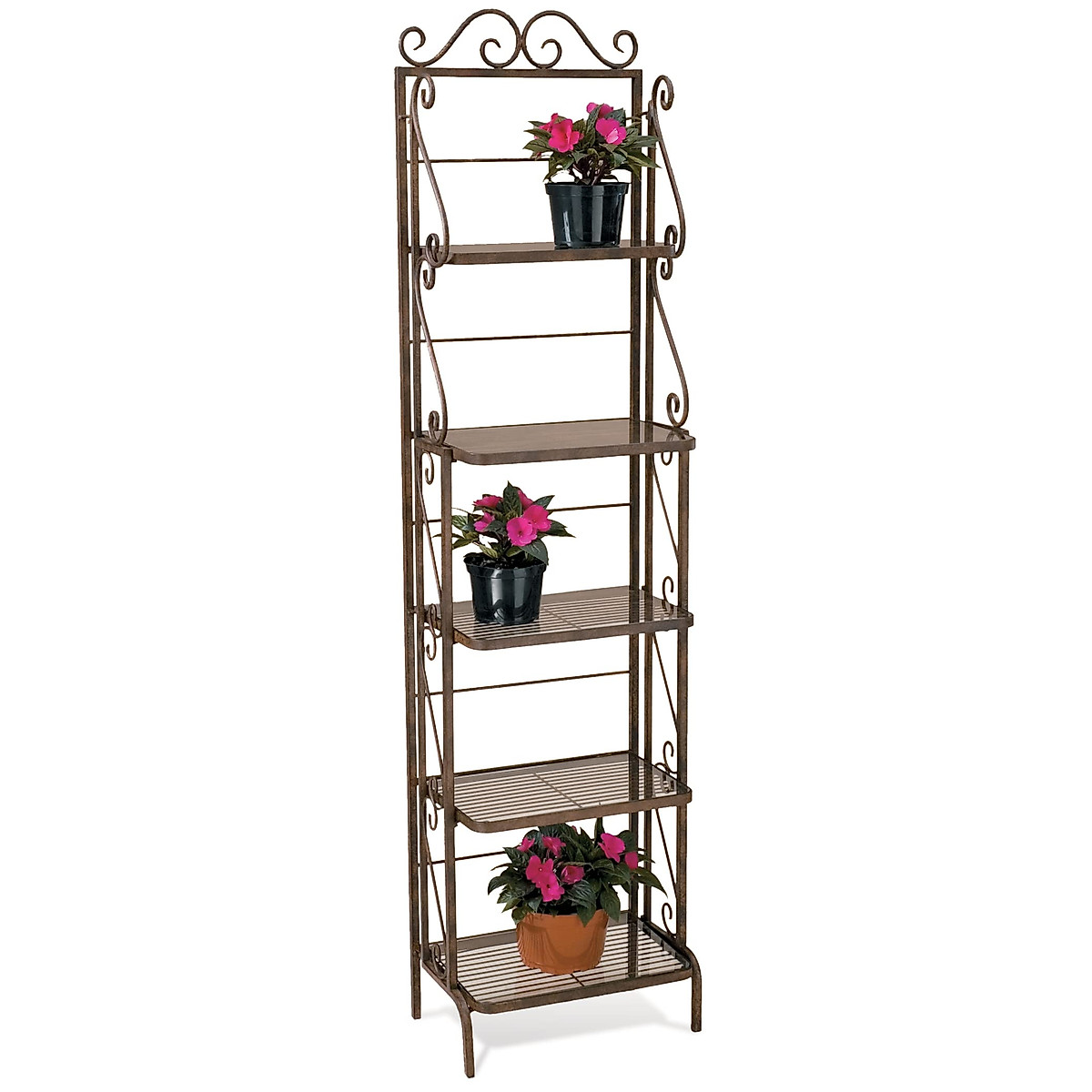 Deer Park Ironworks BR107 Skinny Bakers Rack, 73"H x 18"W x 12"D, Natural Finish, Indoor/Outdoor Use, Durable Steel