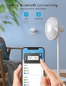 Govee Dual Smart Plug 2 Pack, 15A WiFi Bluetooth Outlet, Work with Alexa and Google Assistant, 2-in-1 Compact Design Bundle with Govee Smart Plug, WiFi Plugs Work with Alexa & Google Assistant