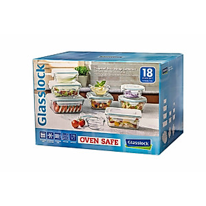 Snaplock Lid Tempered Glasslock Storage Container Airtight 18pc Set Anti Spill Microwave & Oven Safe BPA Free