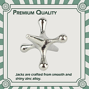 Home-X Jacks Game - Old School Jax Game with Red Rubber Bouncy Ball - Jacks Game with Ball Classic, Fun Game Gift of Jacks for Party Favor, Christmas Party - Kids, Adult, Vintage Retro Board Game