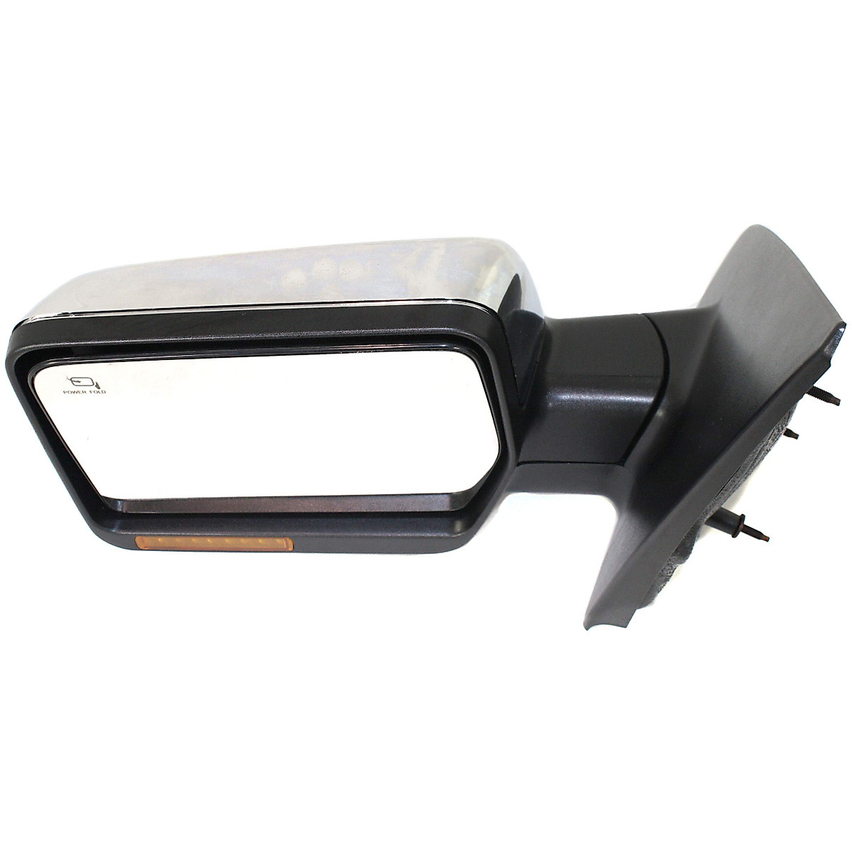 Kool Vue Left Power Heated Door Mirror Compatible With Ford F-150 2007-2008 Power Fold With Signal Light, Memory & Puddle Lamp Chrome