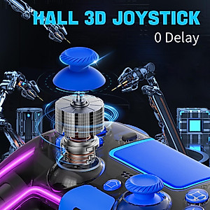 Honghao Controllers for PS4, LED Wireless PS4 Remote with Hall 3D Joystick, Dual 4 Shock RGB Custom Game Controllers for PlayStation 4 | Customizable Buttons| Responsive Control (Blue)