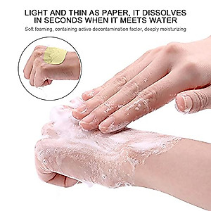 FUELEGO 50 Pieces Portable Soap Sheets Disposable Safe Water Soluble Hand Washing Bath Scented Soap Paper for Travel Outdoor Camping Hiking