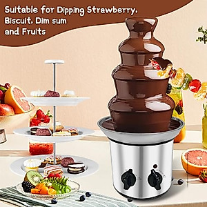 Stainless Steel Electric Chocolate Fondue Fountain Machine 4-Pound Capacity (4 Tier)