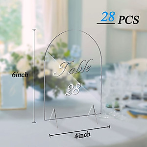 Wedding Table Numbers, MIUYFcai 28 pcs Acrylic Table Numbers for Wedding 4x6 Inch, Sign and Holder, Perfect for Wedding, Reception, Centerpiece Decoration, Event, Party