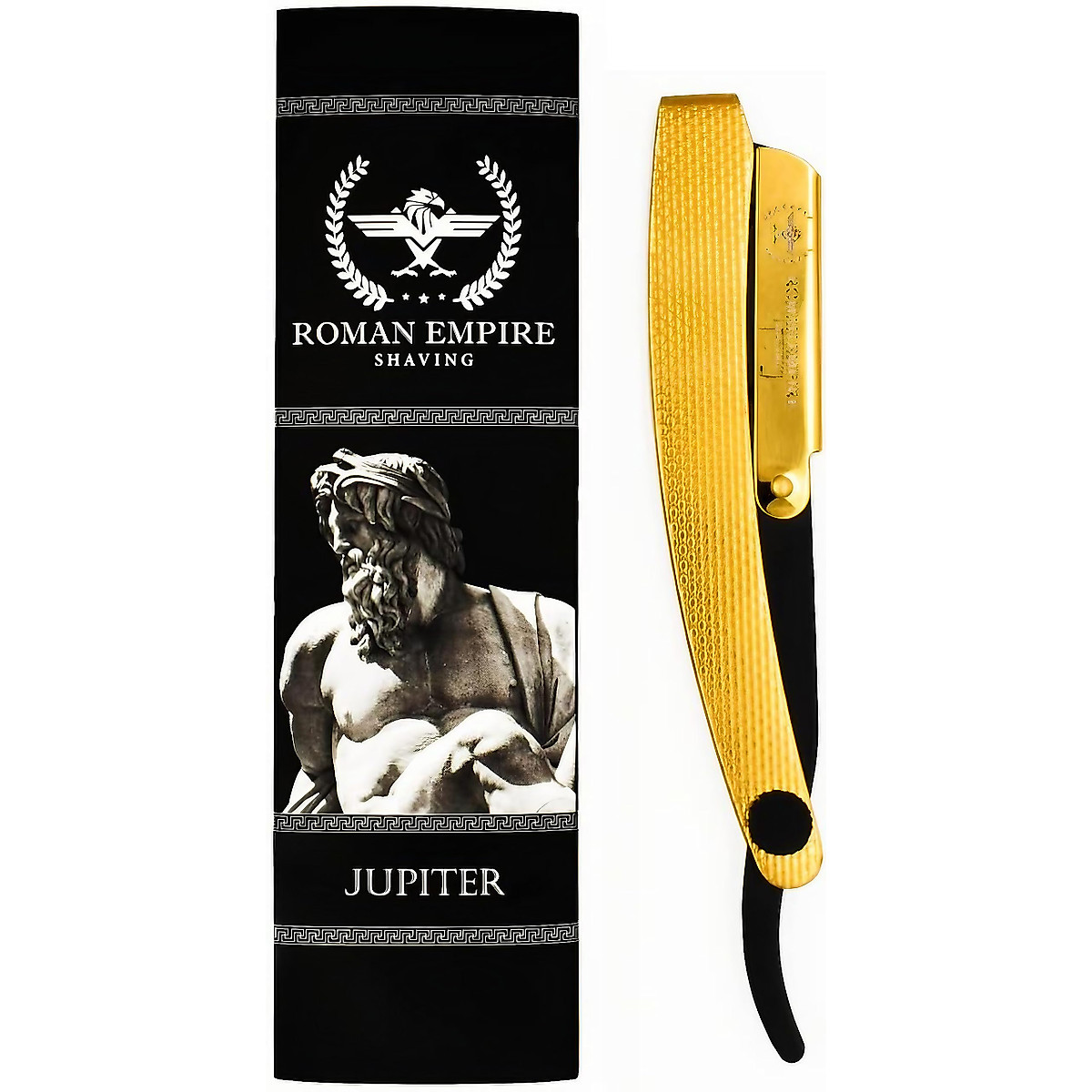 ROMAN EMPIRE SHAVING Jupiter New Straight Razor for Professional Barber with 20 Blades Sampler (Astra-Sharp-Shark-Treet)