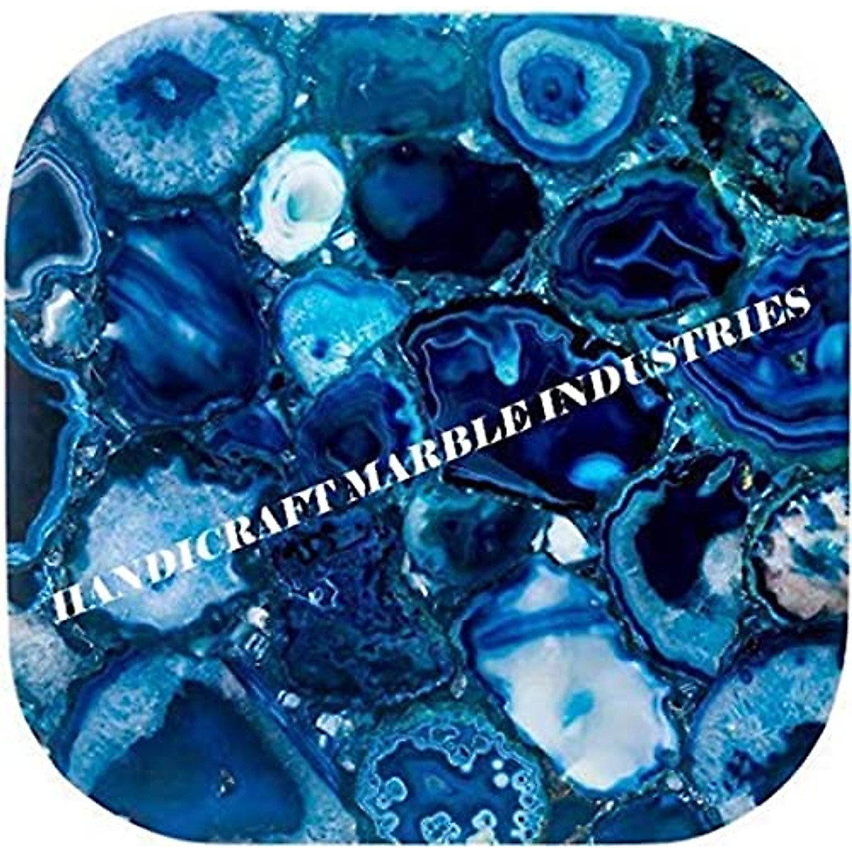 Blue Agate Stone Square Coffee Table Top, Blue Agate Stone Square Centre Table Top, Blue Agate Stone Dining Table Top, Blue Agate Square Side Table Top, Piece Of Conversation, Family HeirLoom