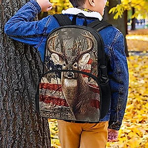 UNICEU Custom Kid's Toddler Backpack American Flag Camo Deer Personalized Backpack with Name/Text, Customization Backpack for Boys Girls Kindergarten School Bookbags