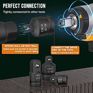 2PCS Impact Socket Adapter and Reducer Set,1/2"to 3/8" & 3/8"to 1/2" Impact Adapter Set Breaker Bar Wrench Conversion Kit Mechanic tools