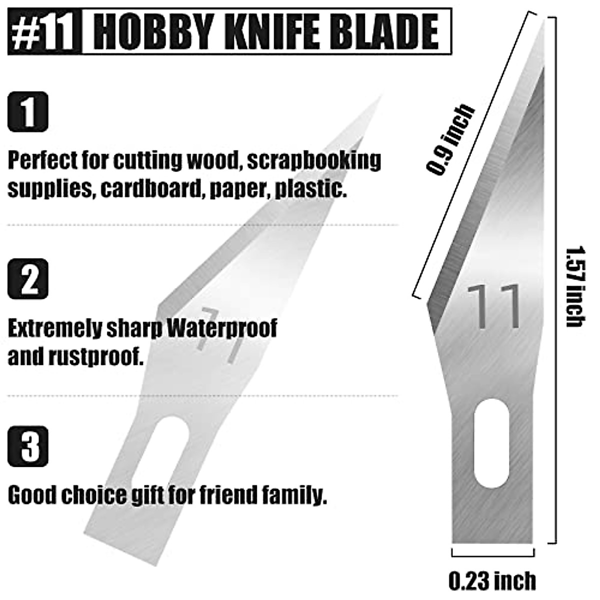 JTIEO 60 PCS Exacto Knife Blades High Carbon Steel #11 Replacement Hobby Blade Hobby Knife Blades Refills Art Blades with Storage Case Exacto Blade for Art, Craft, Scrapbooking, Stencil