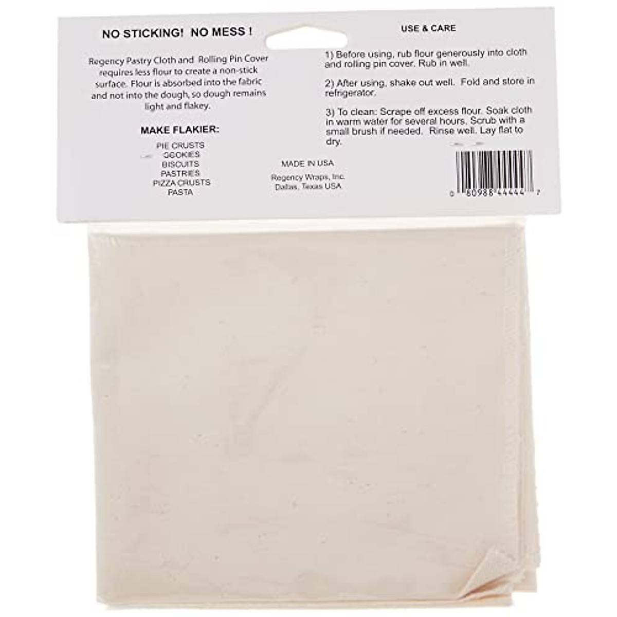 Regency Wraps Pastry Cloth & Rolling Set for Dough, 100% Cotton, Extra Large, 20 x 24 Cloth, 15" Rolling Pin Cover, Natural