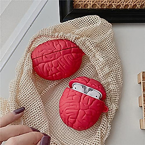 Xinbalove Case Compatible with Airpods Pro Creative Brain Design Carrying Case Creative Animal Soft Silicone Shockproof Durable Stylish Earphone Protective Skin with Ear Hooks
