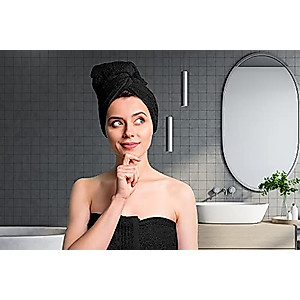 Tens Towels 8 Piece Towels Set, 2 Extra Large Bath Towels, 2 Hand Towels, 4 Washcloths, 100% Cotton, Lighter Weight, Quicker to Dry, Super Absorbent, Perfect Bathroom Towels Set (Black)