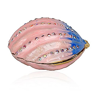 SEVENBEES Seashell Trinket Box Hinged Jewelry Boxes Sea Shell Trinket Box Seashells Ring Holder Figurine Collectible Ring Holder