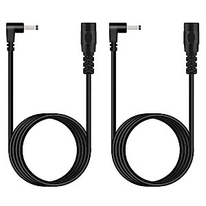 Fancasee (2 Pack 6 ft 3.5mm x 1.35mm DC Power Extension Cable 90 Degree Right Angle Male to Female Plug Jack Extension Cord for IP Camera CCTV Security Camera Surveillance LED