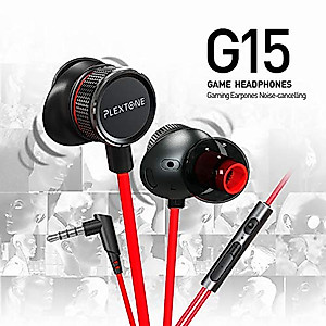 Gaming Earbuds Wired Earbuds in Ear Headphone with Mic and Volume Control for Gaming, 3.5MM Noise Cancelling Stereo Bass Gaming Earbuds for iPhone, Smartphone,Plextone G15 Nintendo Switch,