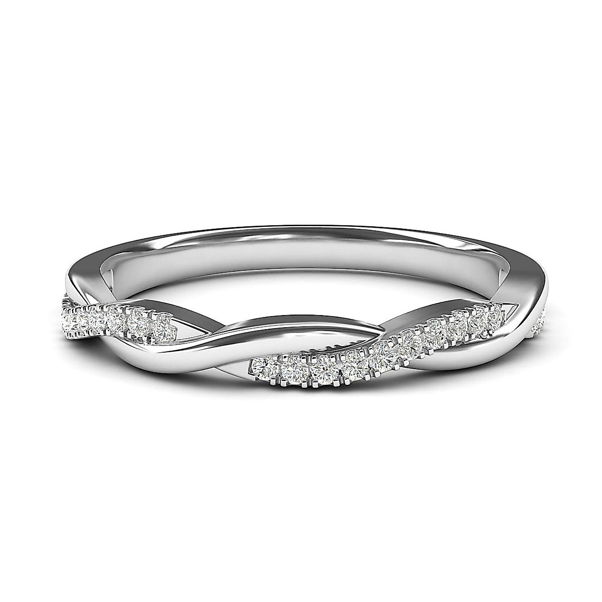 10k White Gold 2.5mm Petite Twisted Vine Simulated Diamond Ring Wedding Band Matching Ring (10)