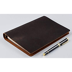 Ditac Size A5 Genuine Leather Journal, 9.6 X 6.8 Inch, A Handmade Leather Refillable Binder Executive Business Journal, Made of All Natural Thick Leather (Thick Leather)