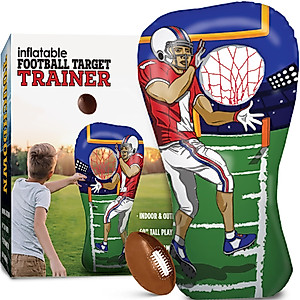 Island Genius Inflatable Football Toss Party Game, 60-Inch Football Player Football Target Practice for Kids, Football Games for Kids Party, Football Toys Football Games for Boys 8-12 Girls & Family