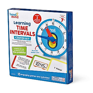 Learning Resources Learning Intervals of Time Centre Kit 16 Games and Activities, NumberLine Clock for Kids Learning To Tell Time, Math Manipulatives for Telling Time, Analogue Clock (1 Pack)