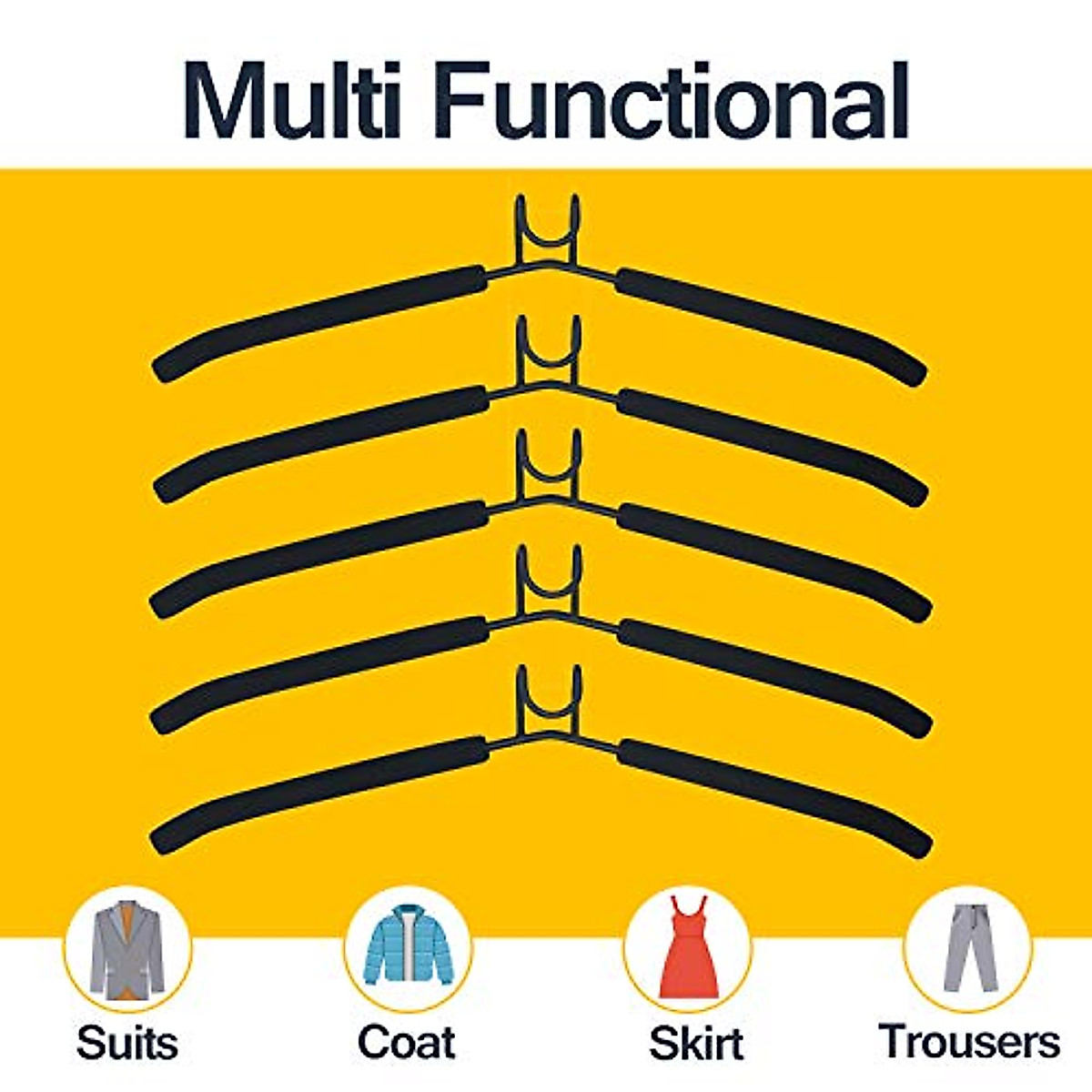 Esthesia Hangers 2 Pack 5 in 1 Multi Layer Hangers Non-Slip Eva Foam Padded Heavy Duty Thick Hanger Closet Storage Detachable Hanger for Suit Coat Shirt Skirt T-Shirt Pants(Space Saver)