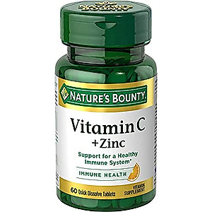 Vitamin C + Zinc by Nature's Bounty, Vitamin Supplement, Supports Immune Health, 60 mg, 60 Tablets