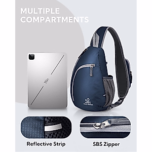 WATERFLY Crossbody Sling Bag Small Water Resistant Backpack Lightweight Shoulder Chest Daypack for Men Women Hiking Travel