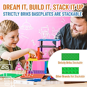 Strictly Briks Compatible with Lego Large Classic Stackable Baseplates, for Building Bricks, Bases for Tables, Mats, and More, 100% Compatible with All Major Brands, Green, 1 Piece, 10x10 Inches