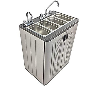 Concession Sinks - Standard Size Electric 3 Compartment with Hot Water for Food Vending Trailer, Hand Wash