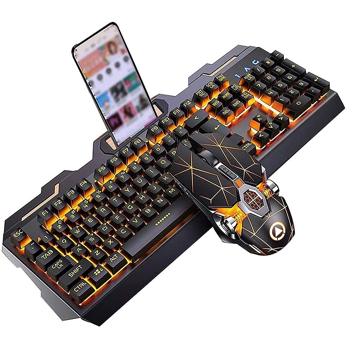 SMSOM Mechanical Gaming Keyboard, Wired RGB Rainbow Backlit Keyboard, Ergonomic Standard Keyboard for Desktop, Computer, PC (Black)