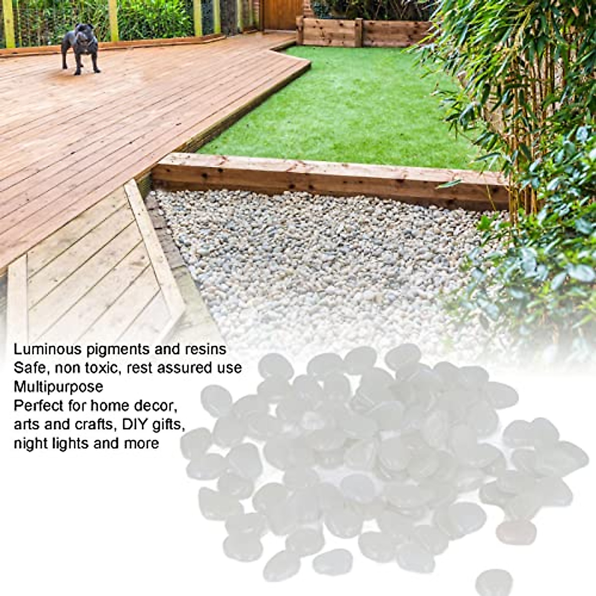 AXNOGAVH Glow in The Dark Rocks, Outdoor Luminous Stones Fluorescent Luminous Pebbles for Walkway Pathway Decor(100pcs-White)