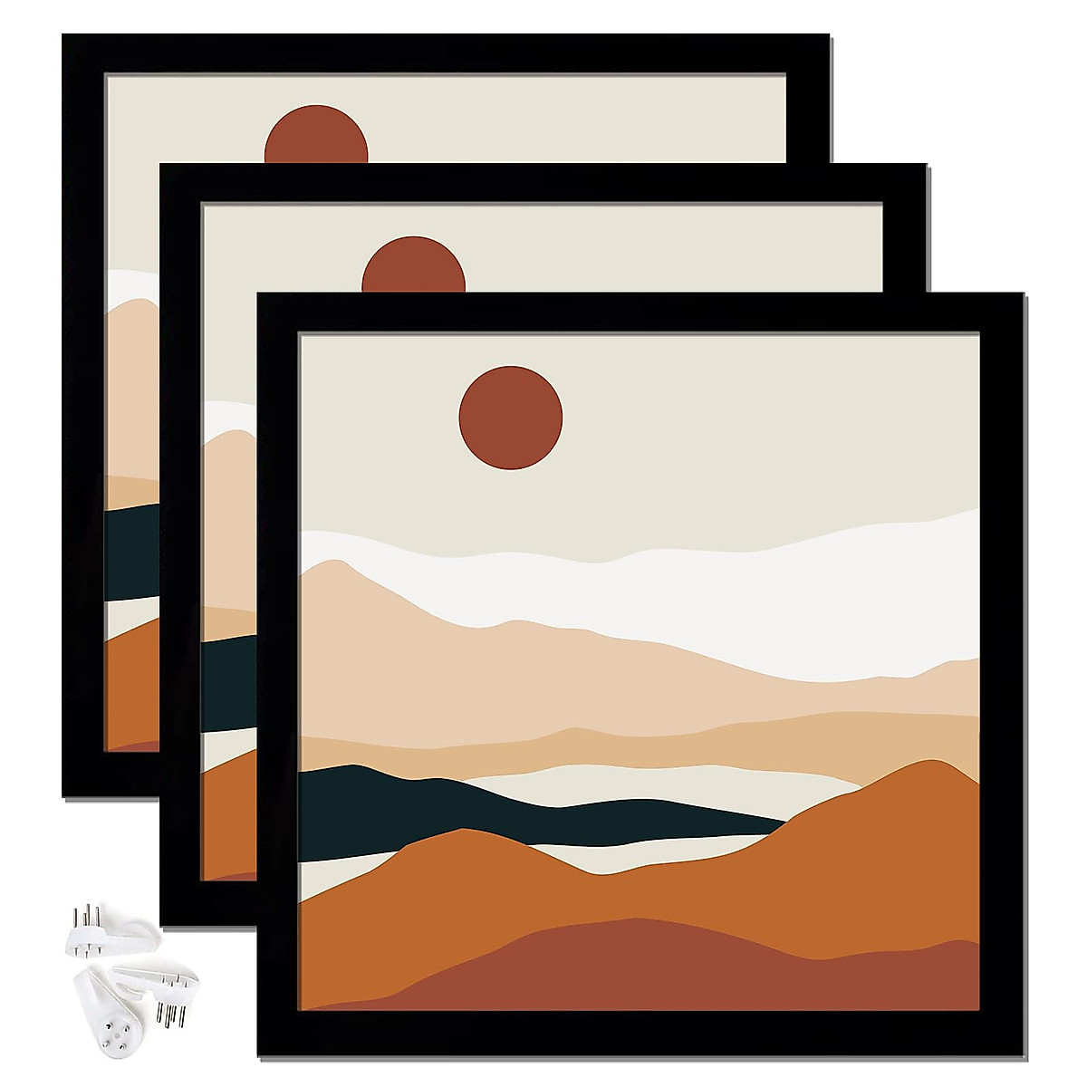 ijuerybai Black 8x8 Picture Frame Set of 3, High Transparent Frame for 8 By 8 Square Photo Collage Canvas Poster Size Wall Mount and Tabletop Horizontally Vertically (Black, 8 x 8 inches)