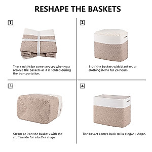 OIAHOMY Storage baskets for Shelf, Toy Storage Basket, Collapsible Storage Bins, Blanket Basket Living Room, Closet Storage for Bedroom, 15 x 9.8 x 11.8 Inches-Pack of 2-Brown