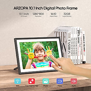 ARZOPA Frameo Digital Picture Frame 10.1 Inch Smart WiFi Digital Photo Frame 32GB with 1280x800 IPS Touch Screen, Auto-Rotate and Slideshow, Easy Setup to Share Photos Or Videos from Anywhere Anytime