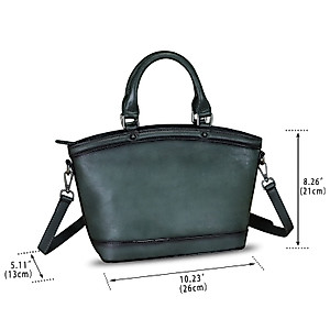 Genuine Leather Handbags for Women Satchel Top Handle Bags Handmade Vintage Crossbody Handbags Retro Tote Purse (Darkgrey)