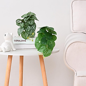 Waipfaru 2Pcs Fake Plants, Realistic Small Fake Plants, Faux Plants Indoor with Plastic Pots, Fake Potted Plants, Artificial Plant for Home Shelf Bathroom Kitchen Room Office Indoor Outdoor Decor